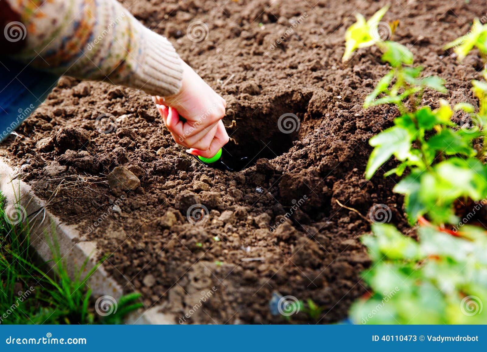 Woman working on ground stock image. Image of dirt, flower - 40110473