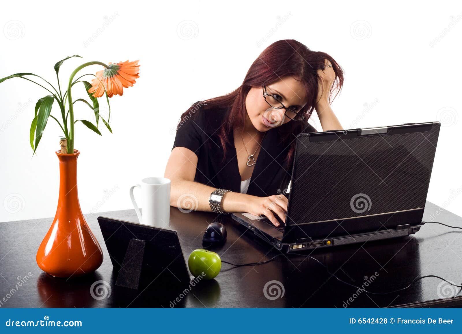 Woman working hard stock photo. Image of table, sitting - 6542428