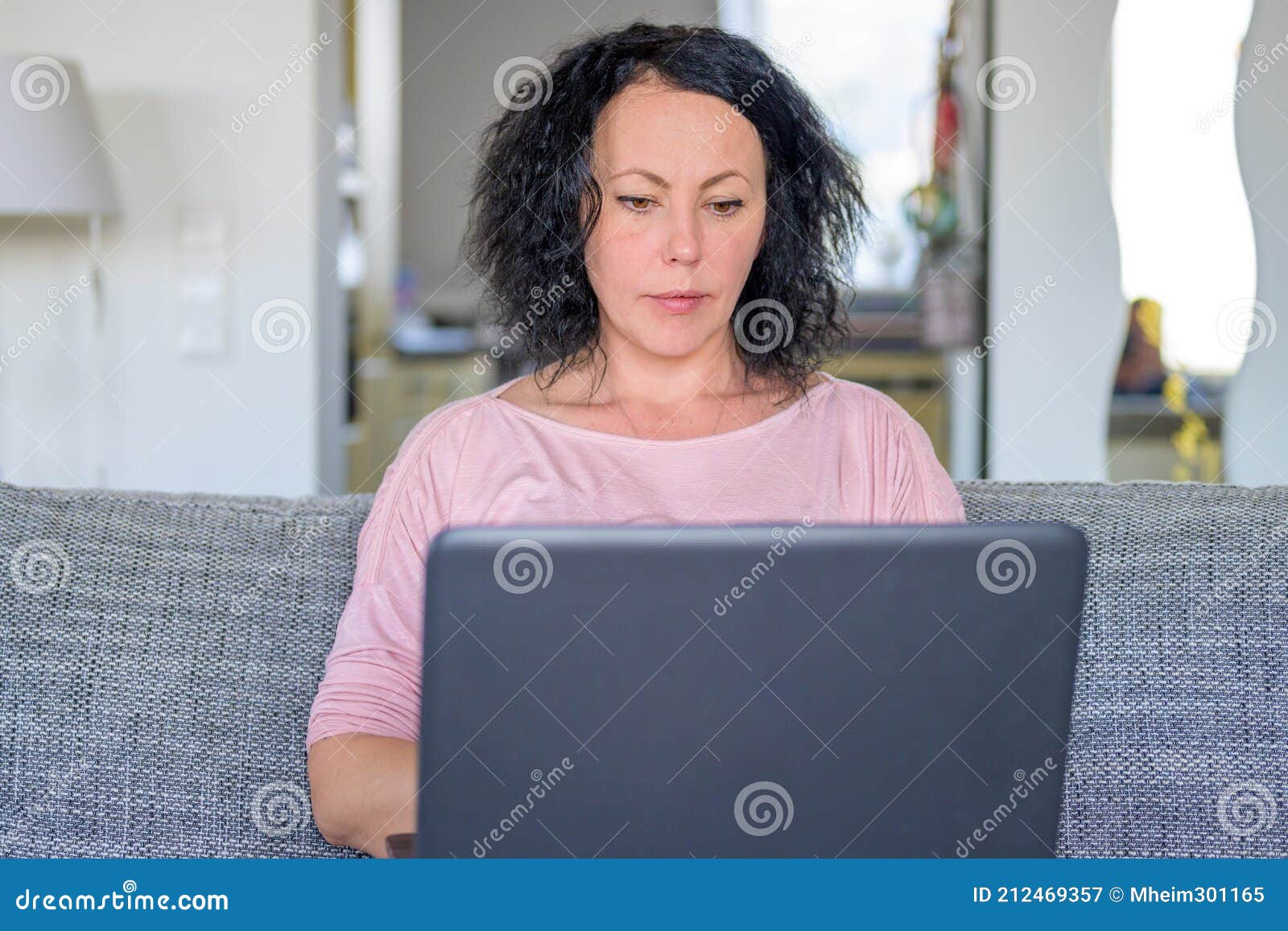 Woman Working on Her Computer Stock Image - Image of laptop, working ...