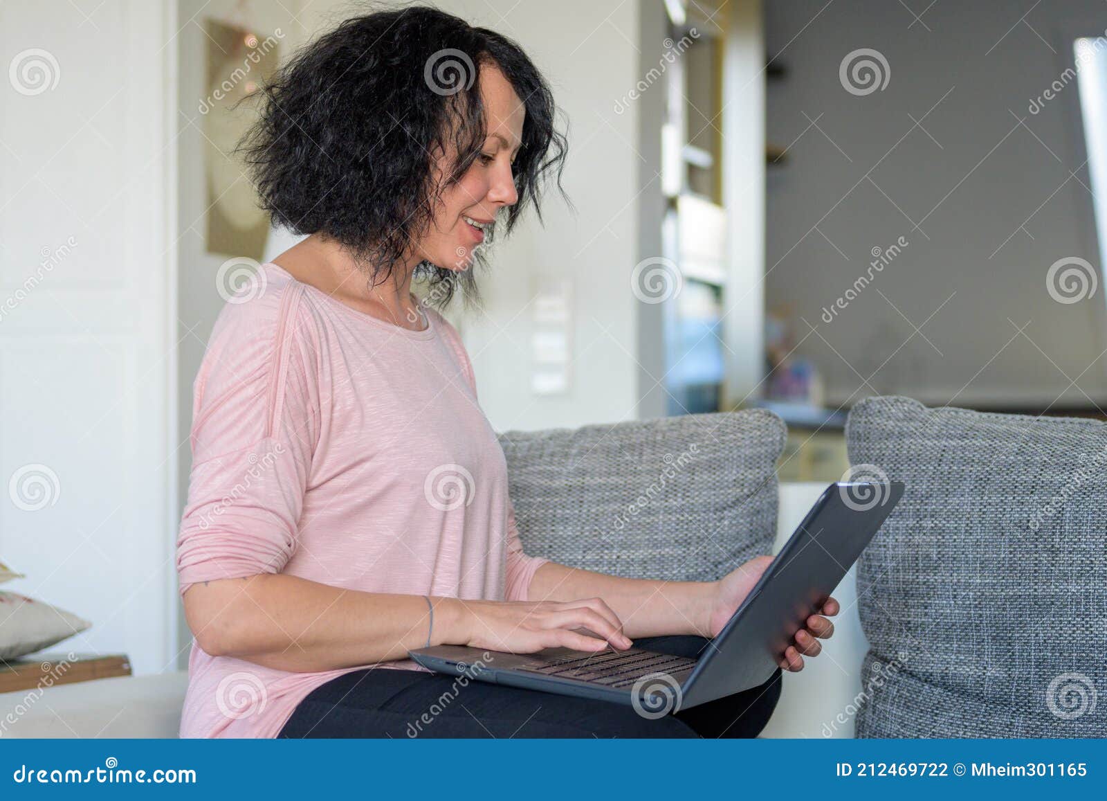 Woman is Working on Her Computer Stock Photo - Image of technology ...
