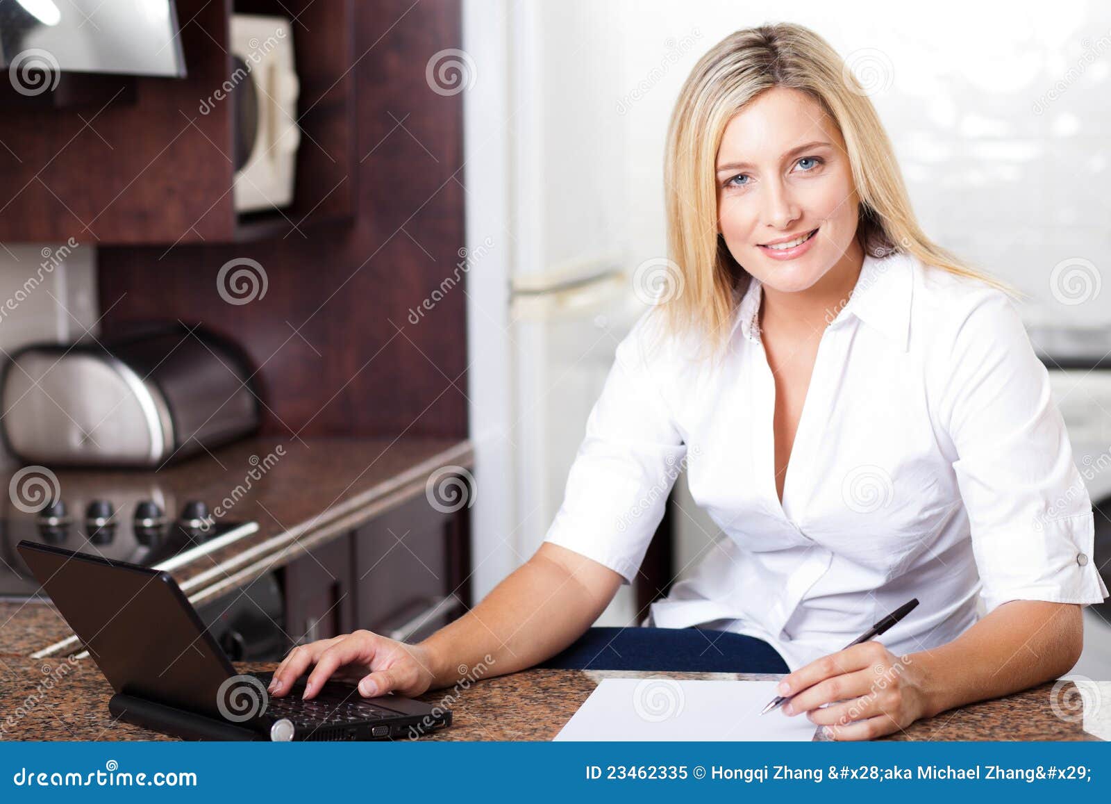 Woman working from home stock image. Image of beautiful - 23462335