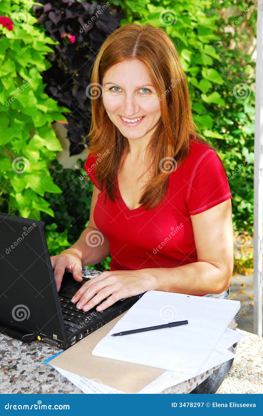 Woman working at home stock image. Image of remote, outside - 3478297