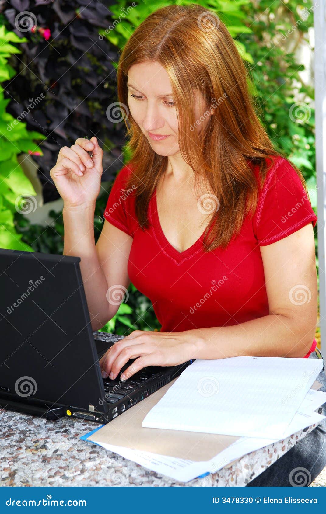 Woman working at home stock photo. Image of female, house - 3478330