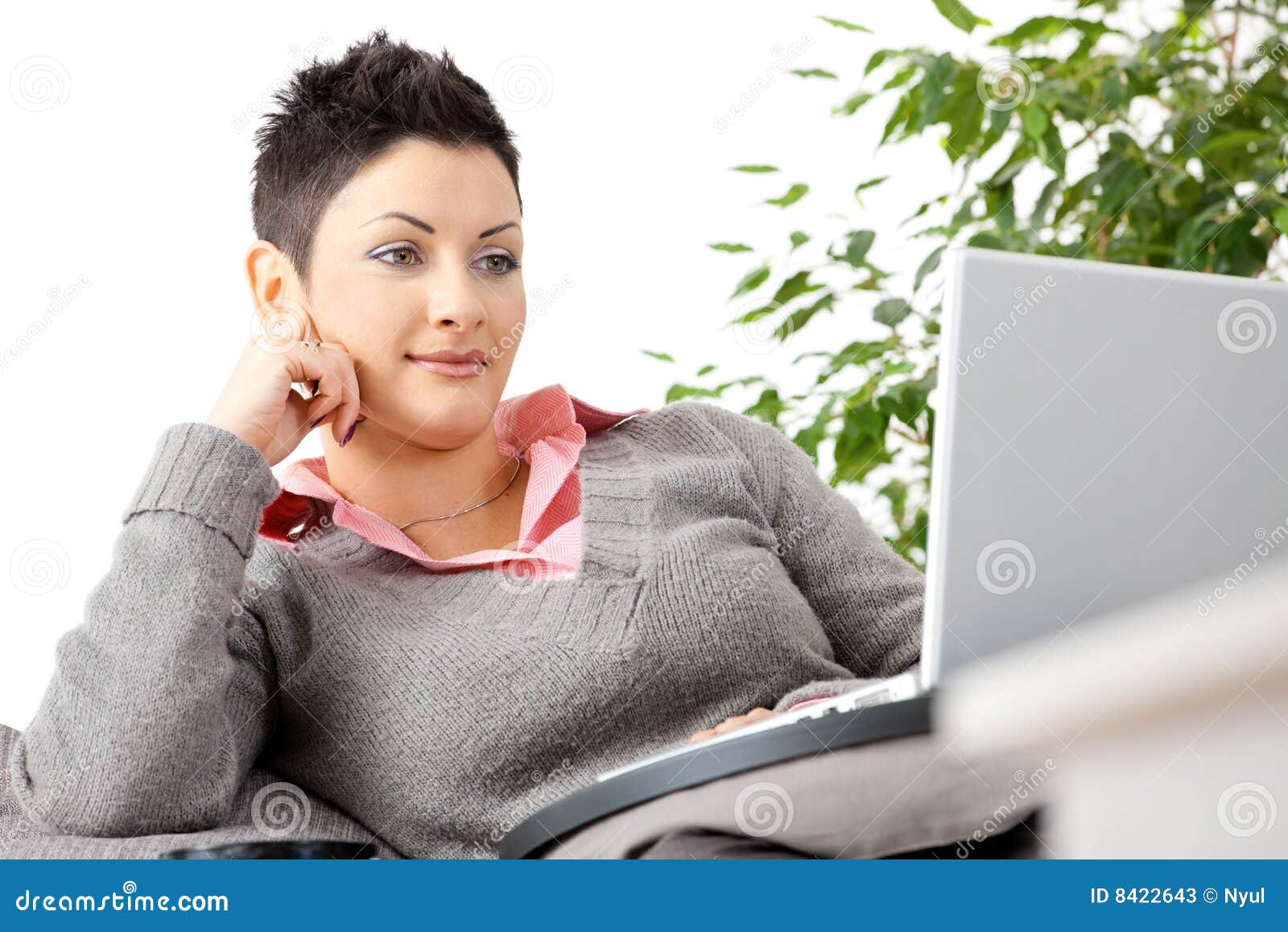 Woman working at home stock image. Image of caucasian - 8422643
