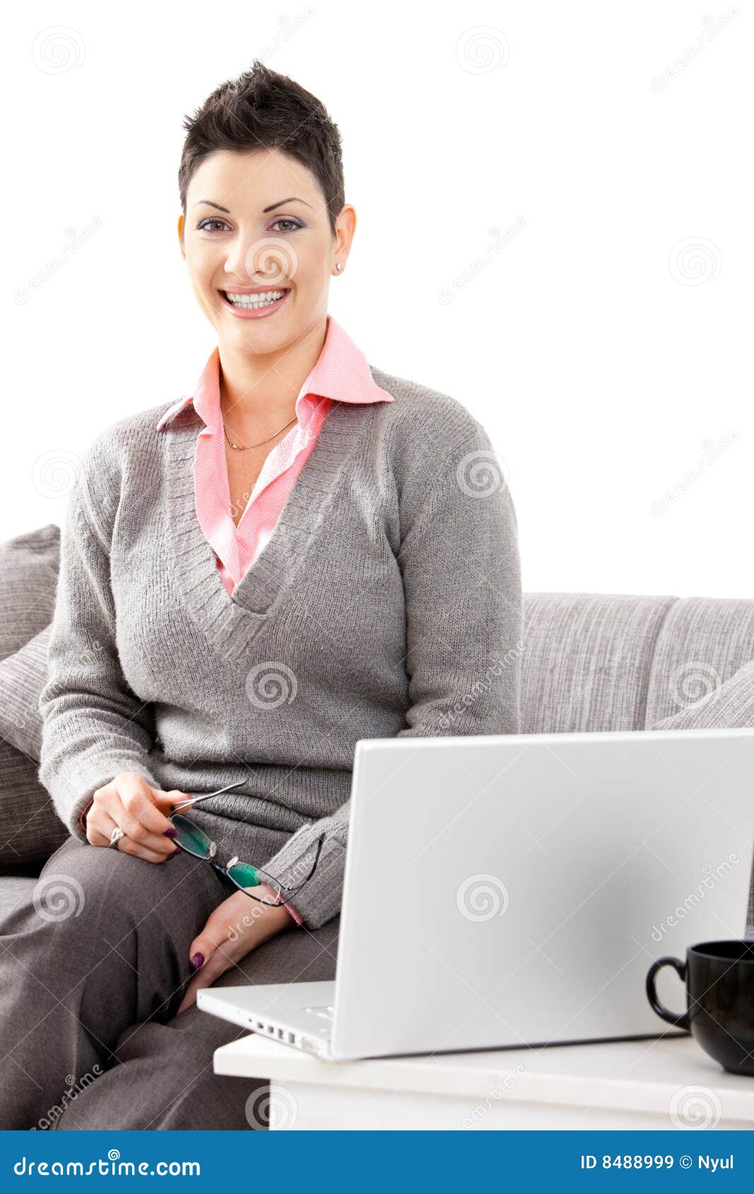 Woman working at home stock image. Image of home, communication - 8488999
