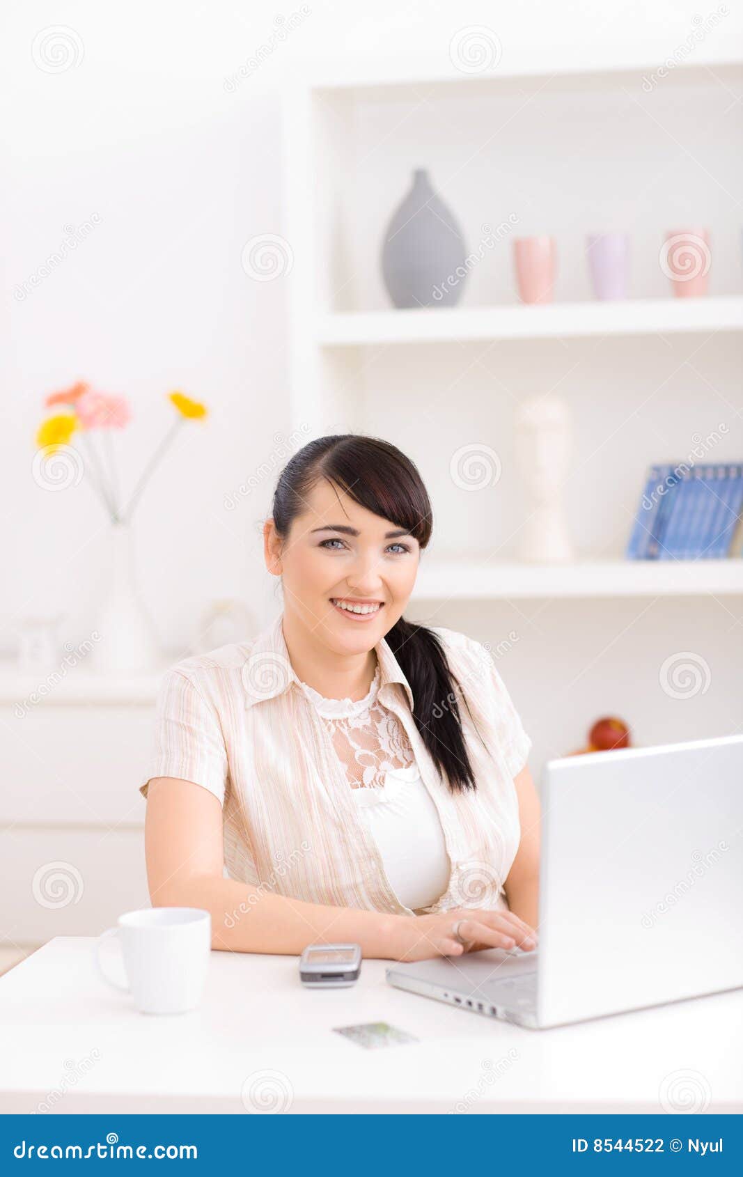 Woman working at home stock photo. Image of caucasian - 8544522