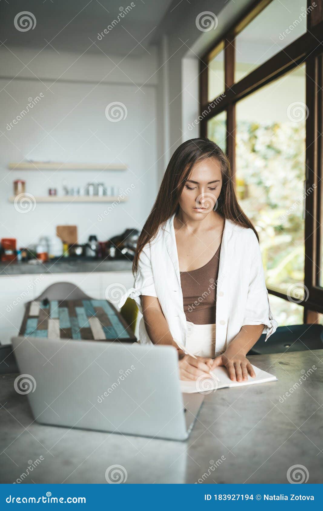 Woman Working from Home at the Computer Stock Photo - Image of ...