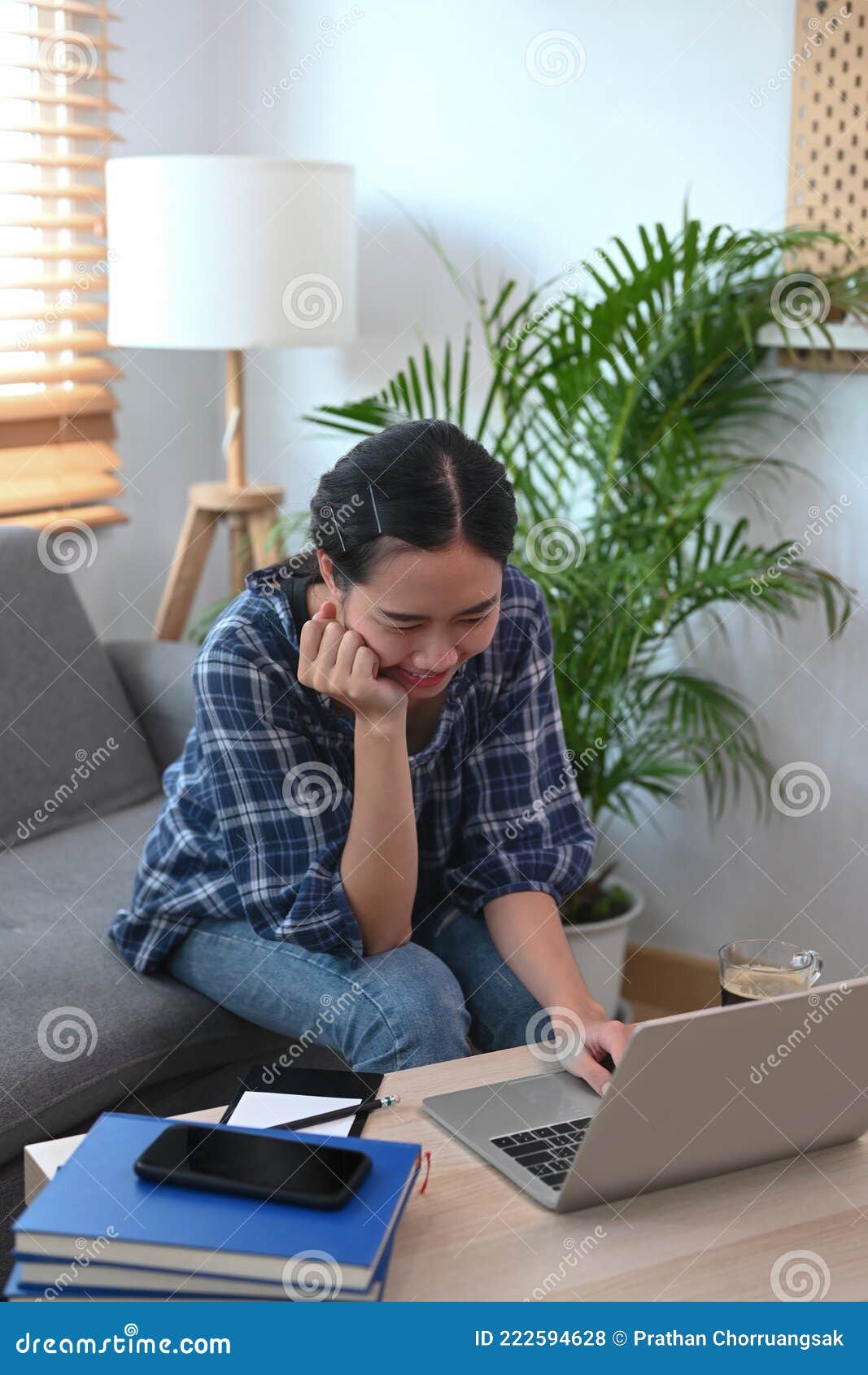 Woman Working from Home with Computer Laptop. Stock Photo - Image of ...