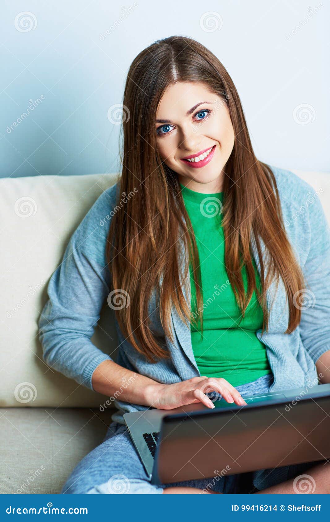Woman Working at Home. Computer, Laptop Stock Photo - Image of digital ...
