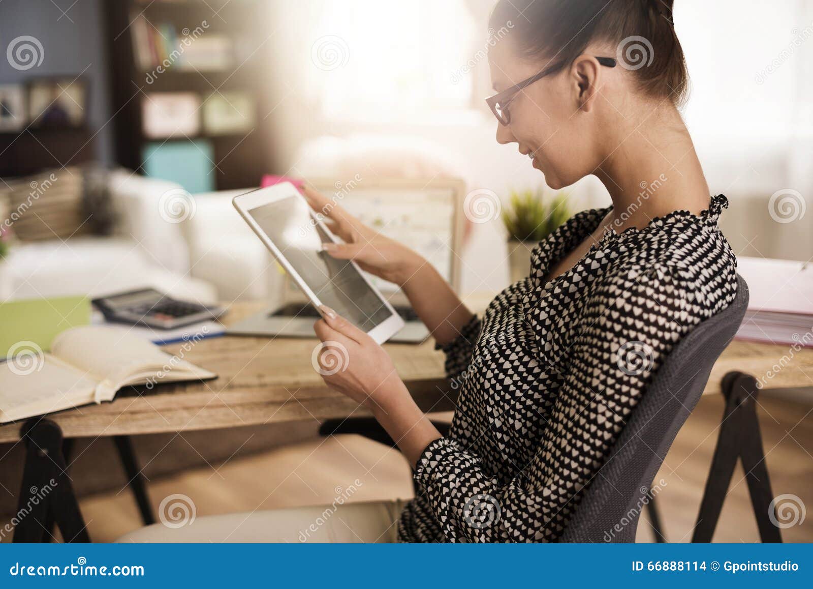 Woman working at home stock photo. Image of attractive - 66888114
