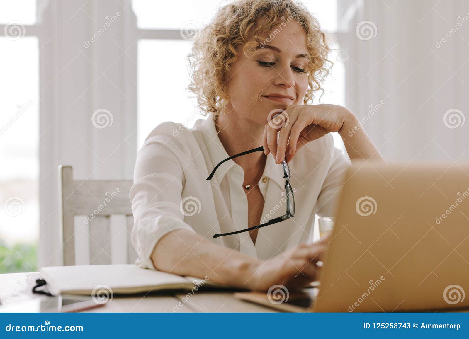 Woman Doing Office Work from Home Stock Image - Image of diary, working ...