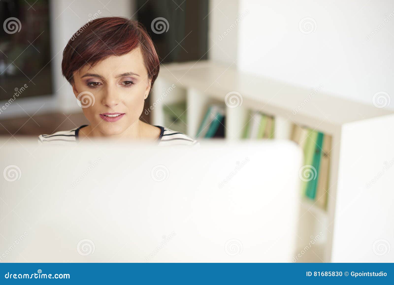 Woman working at home stock photo. Image of focus, office - 81685830