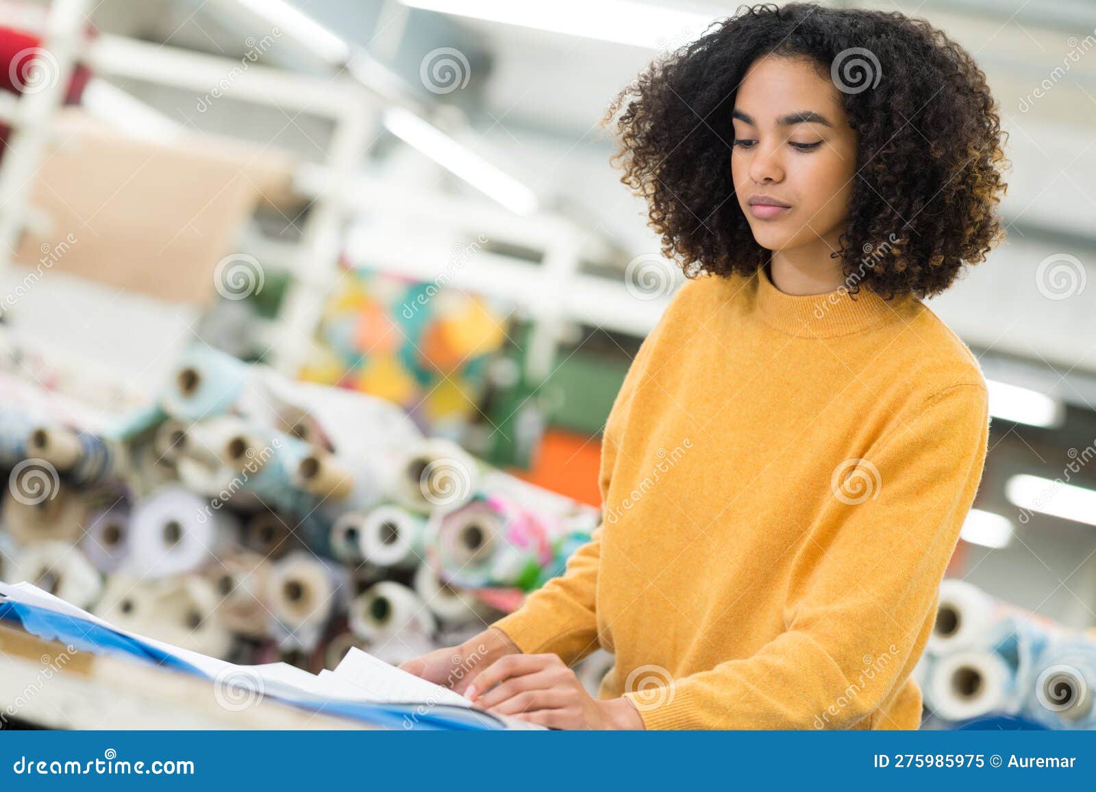 Woman Working in Industrial Busy Sewing Workplace Stock Image - Image ...