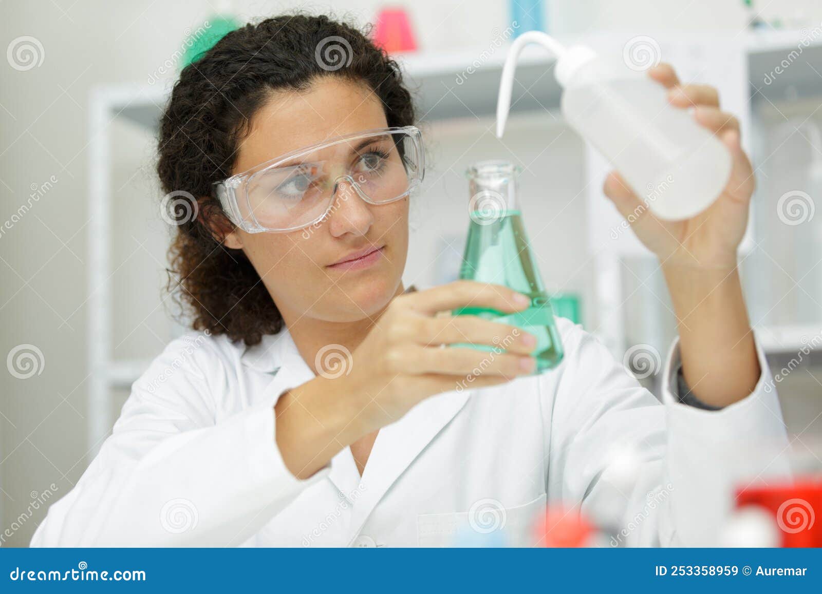 Woman working in lab stock image. Image of modern, medical - 253358959