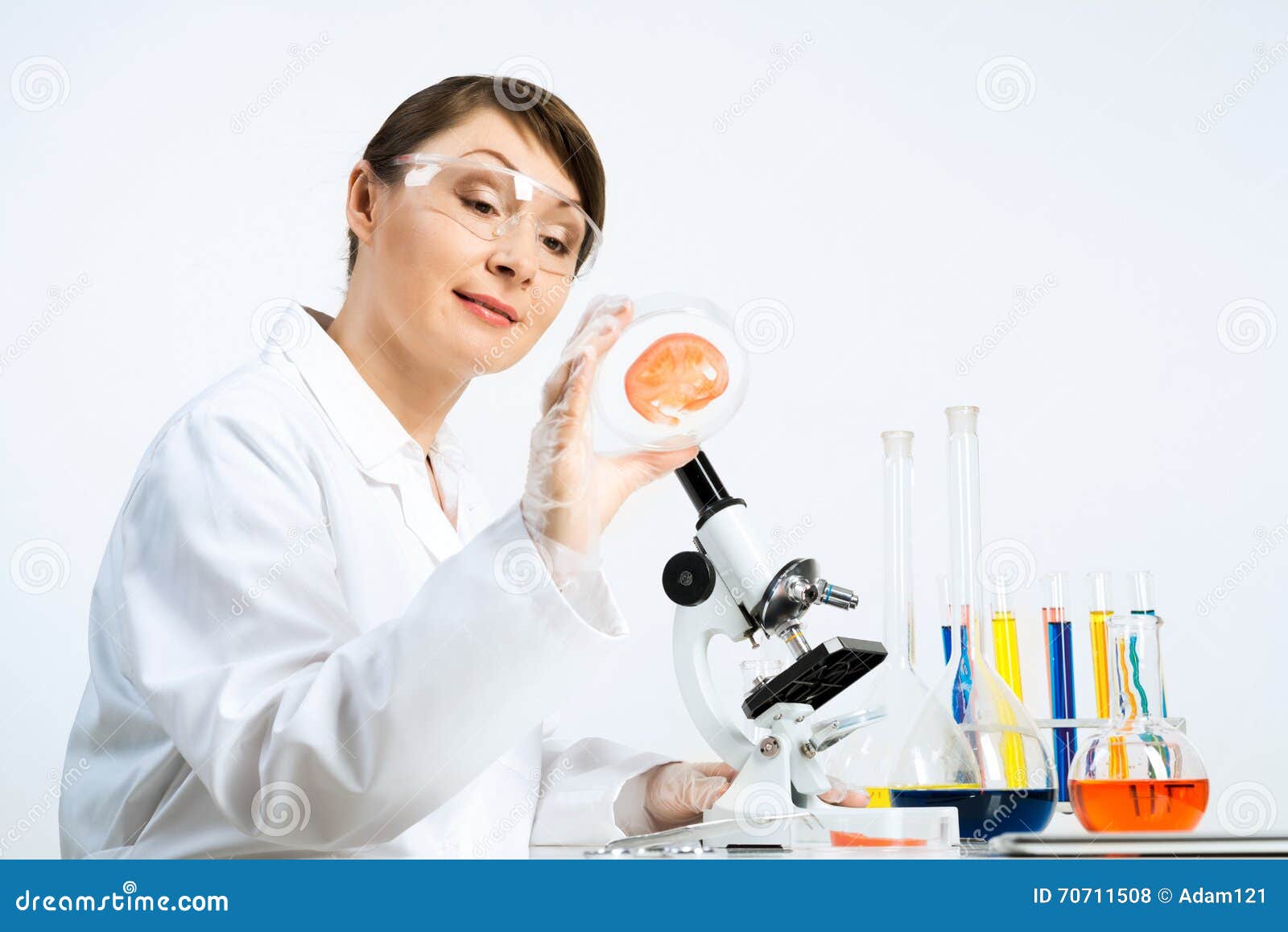 Woman working in lab stock photo. Image of clinic, biology - 70711508