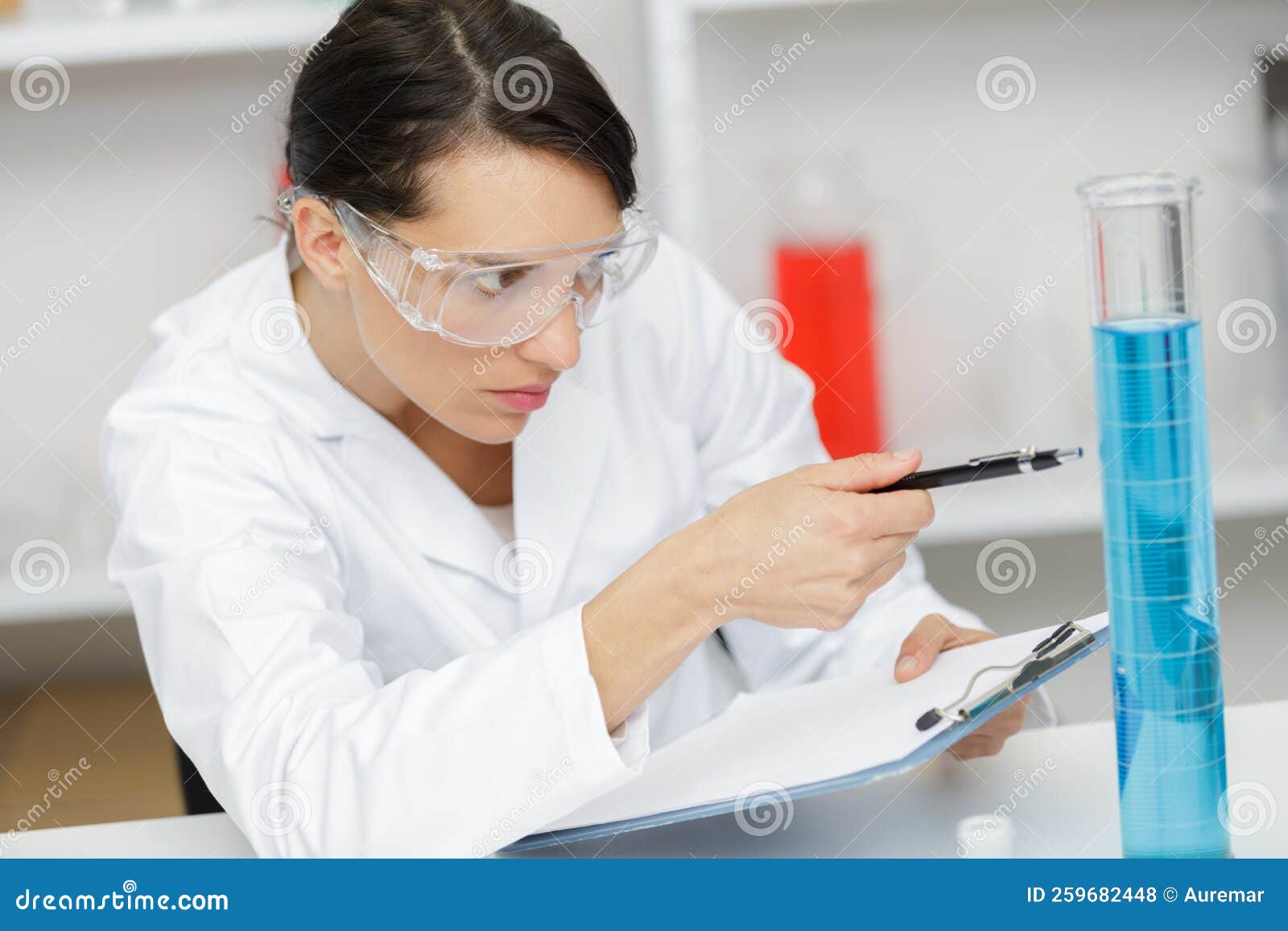 Woman working in lab stock photo. Image of health, hospital - 259682448