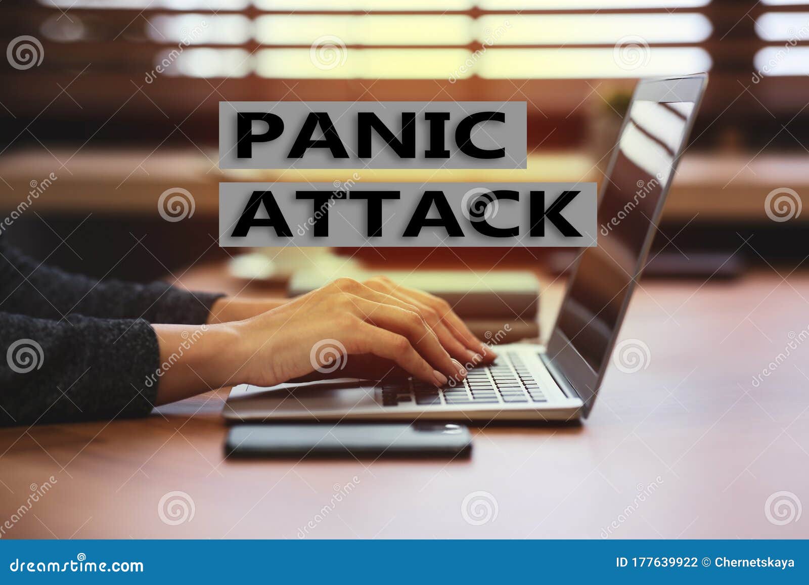Woman Working with Laptop. Use Information Safely To Avoid Panic Attack ...