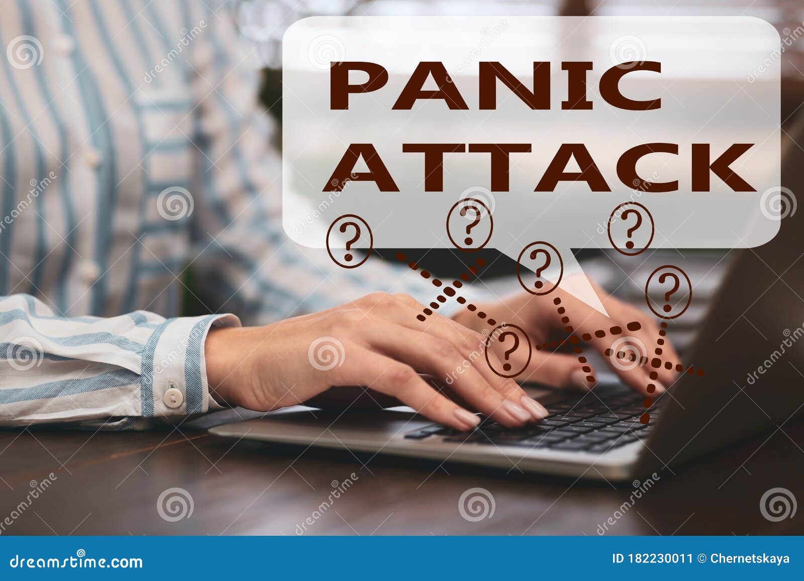 Woman Working with Laptop. Use Information Safely To Avoid Panic Attack ...