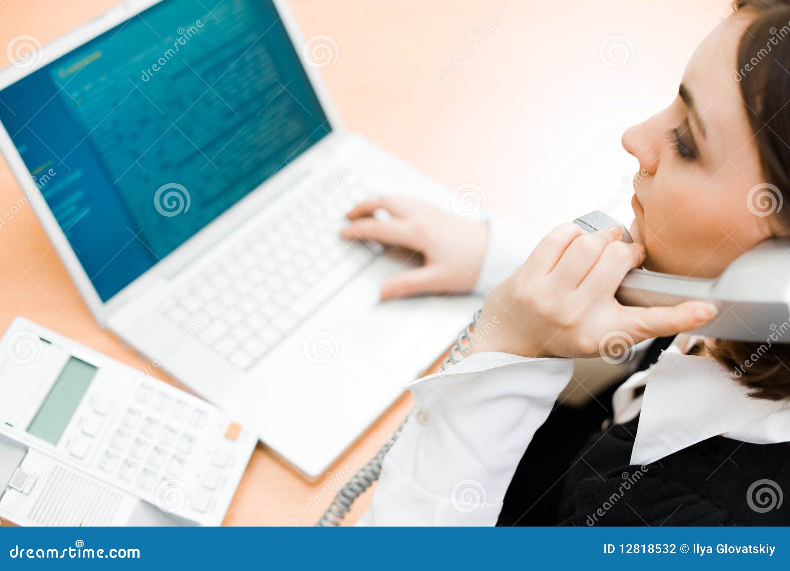 Woman Working on Laptop (focus on Woman) Stock Photo - Image of ...