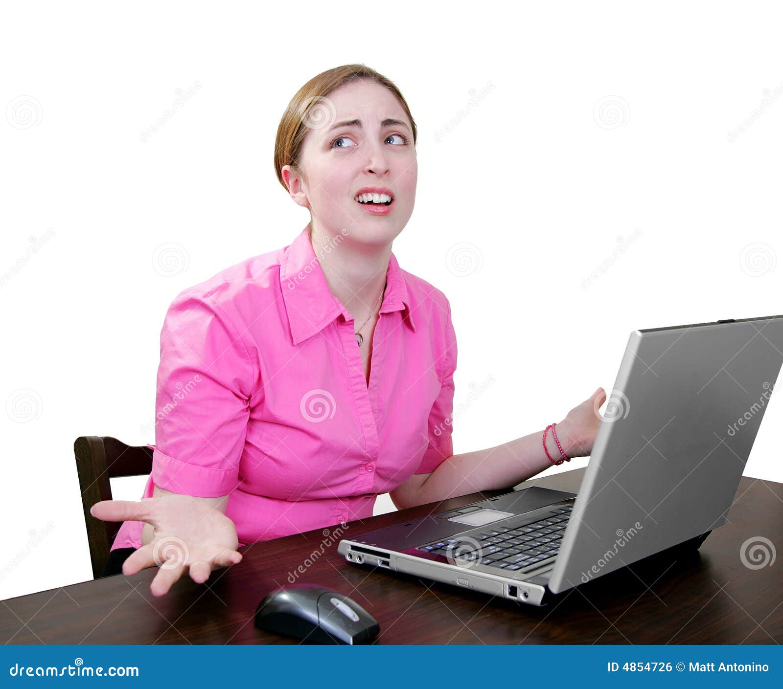 Confused Woman At Computer