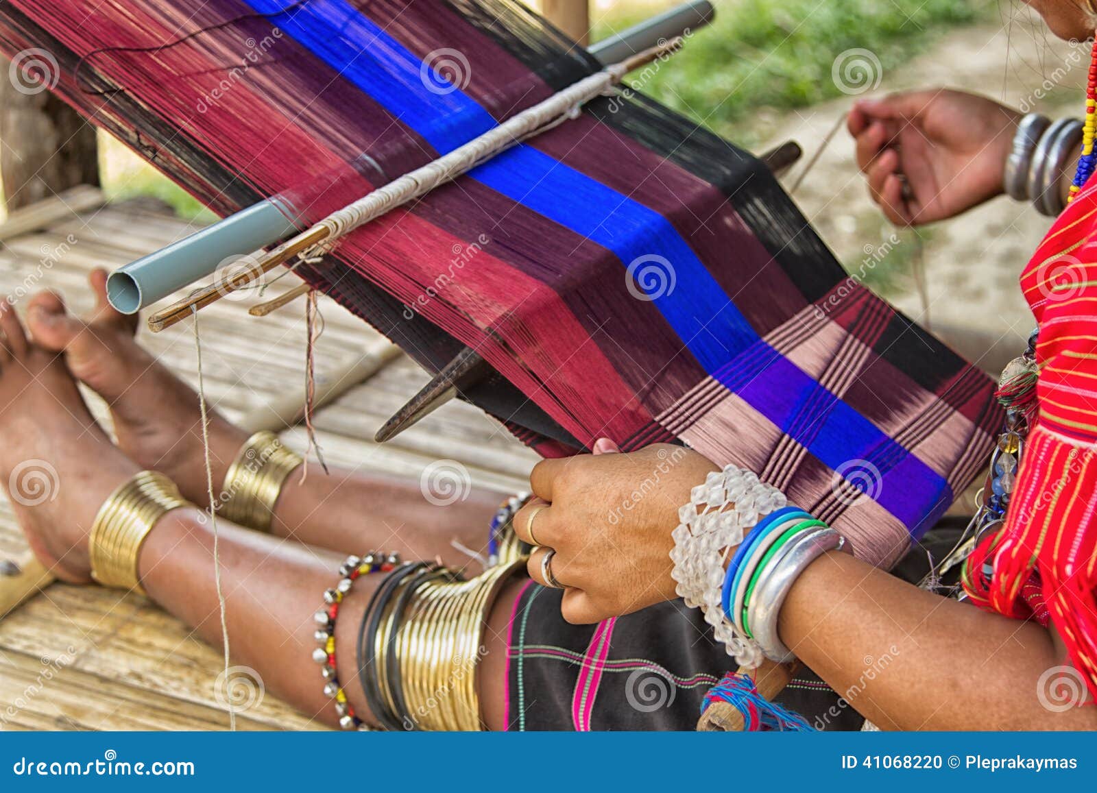 Woman working at the loom. stock photo. Image of native - 41068220