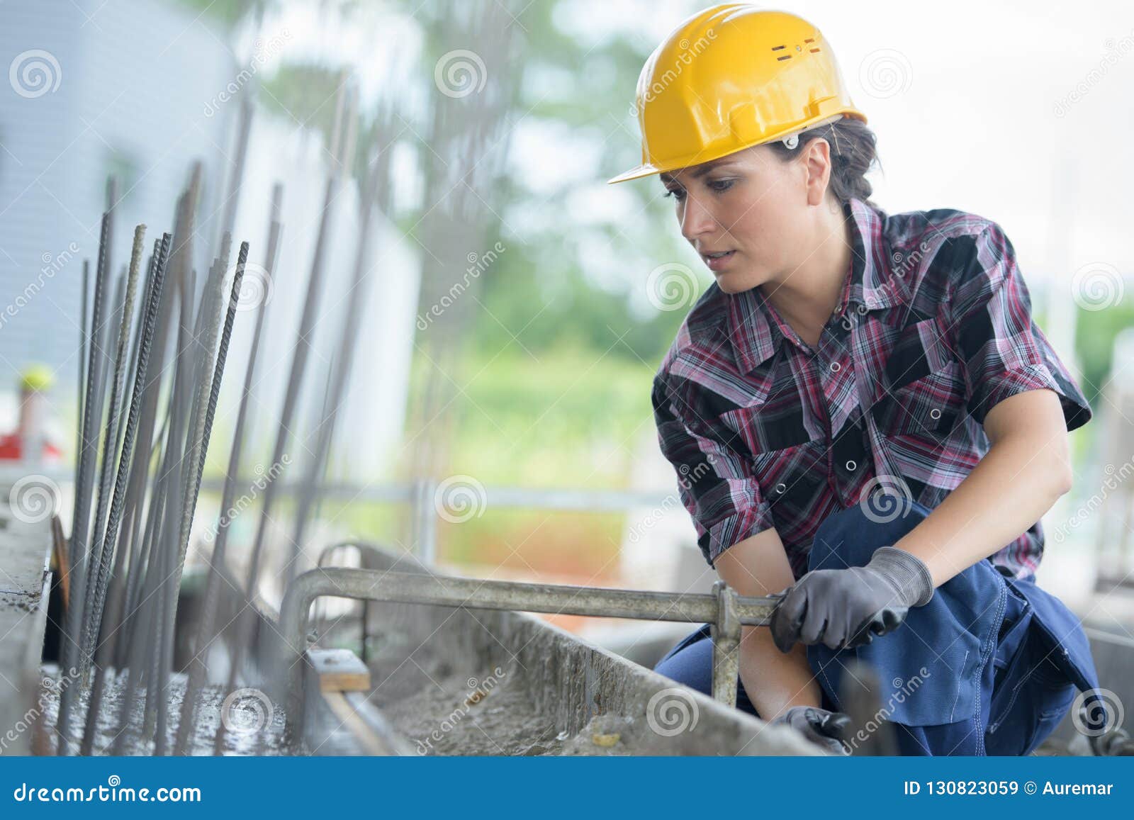 Woman Working on Metal Structure Stock Image - Image of maintenance ...