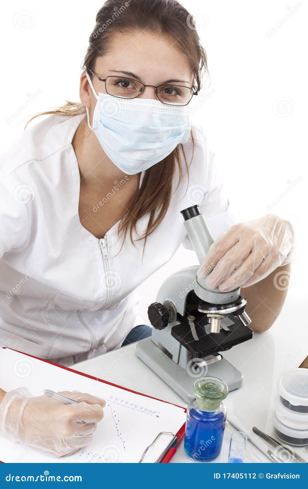 Woman Working with a Microscope Stock Photo - Image of coat, health ...