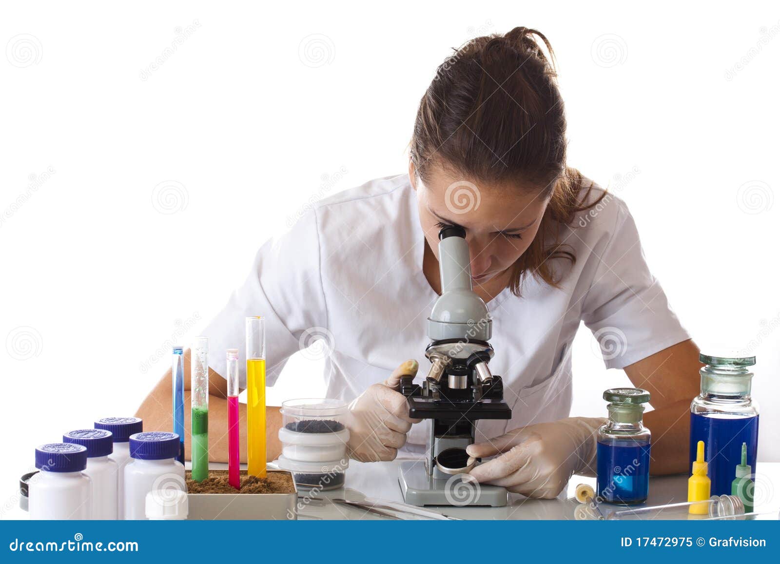 Woman Working with a Microscope Stock Image - Image of development ...