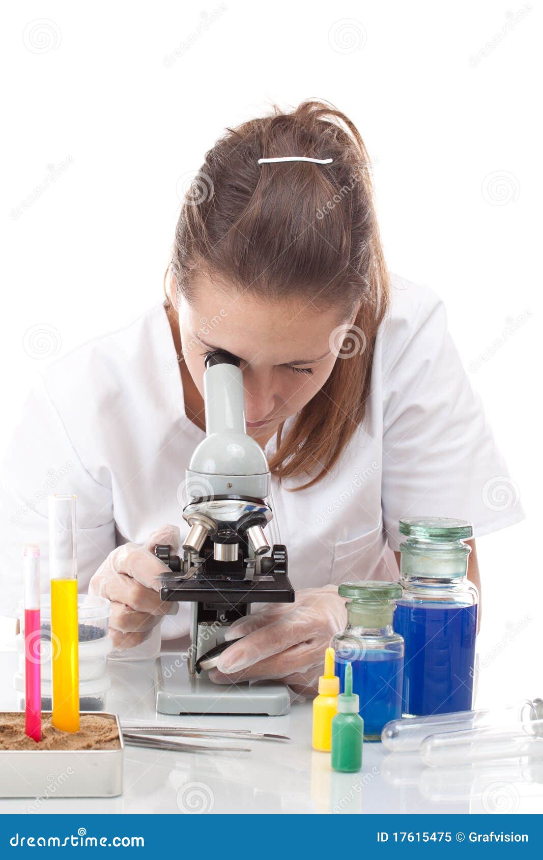 Woman Working with a Microscope Stock Image - Image of lady, clinic ...