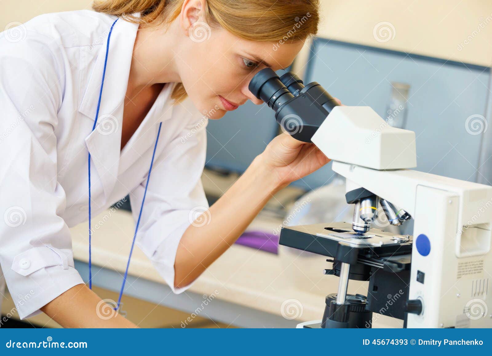 Woman Working with a Microscope. Stock Image - Image of biology, doctor ...