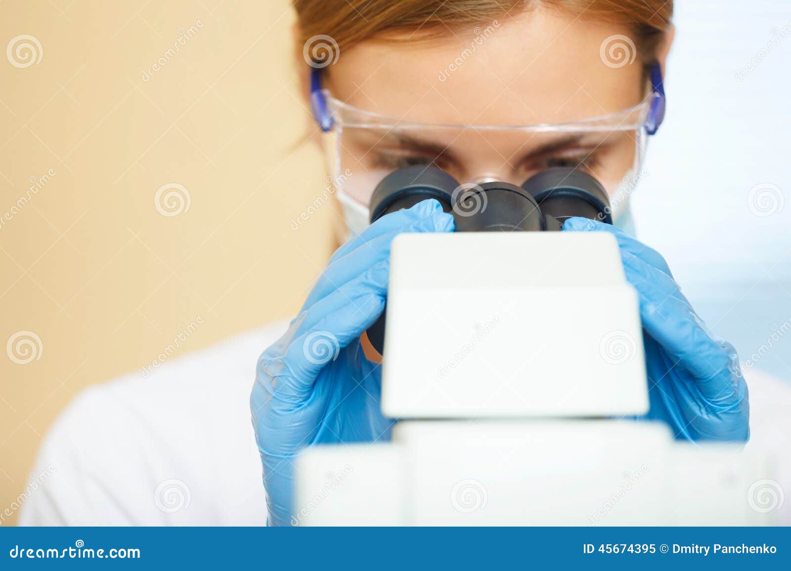 Woman Working with a Microscope. Stock Image - Image of research ...