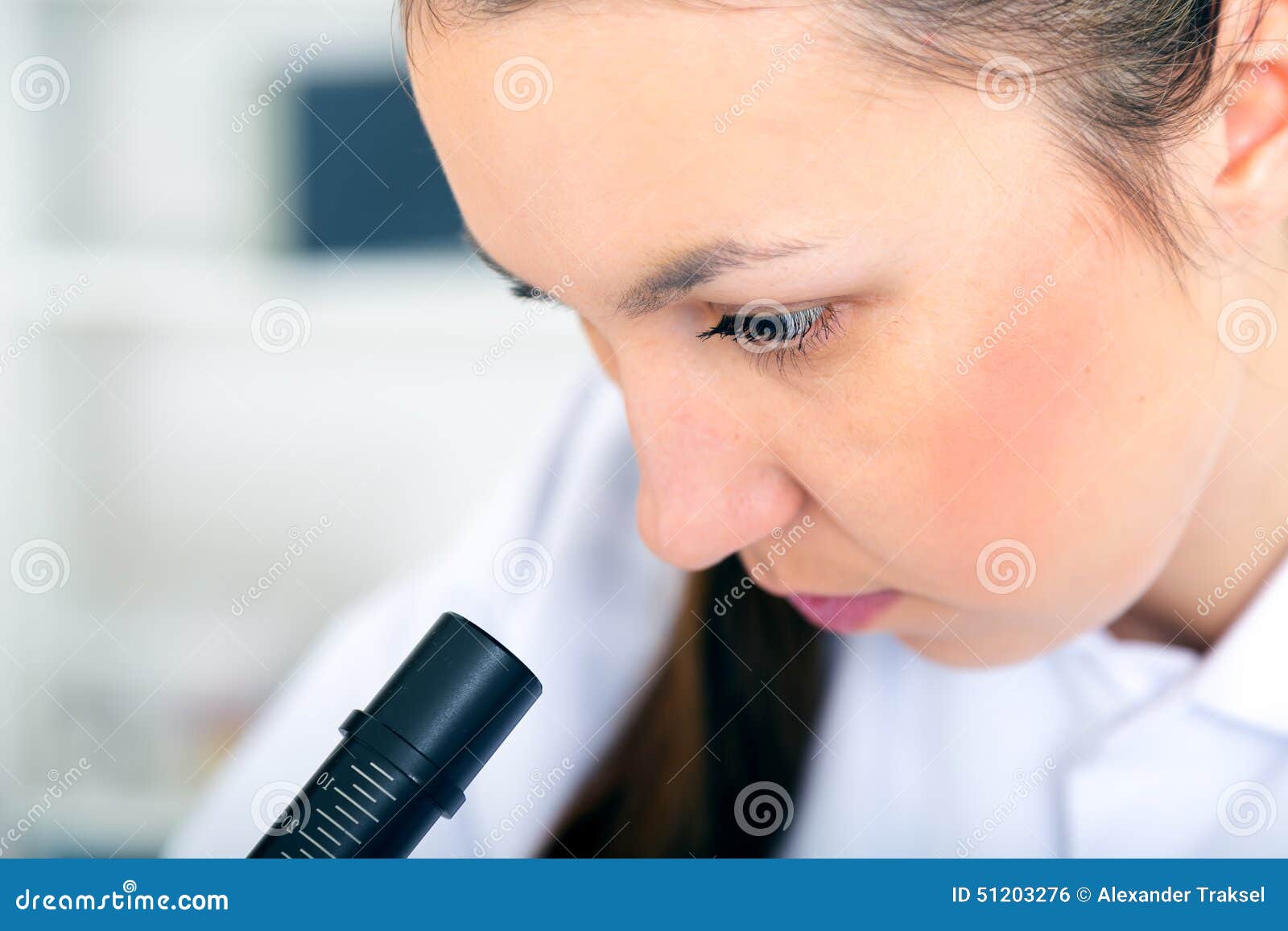 Woman Working with a Microscope in a Lab Stock Photo - Image of adult ...