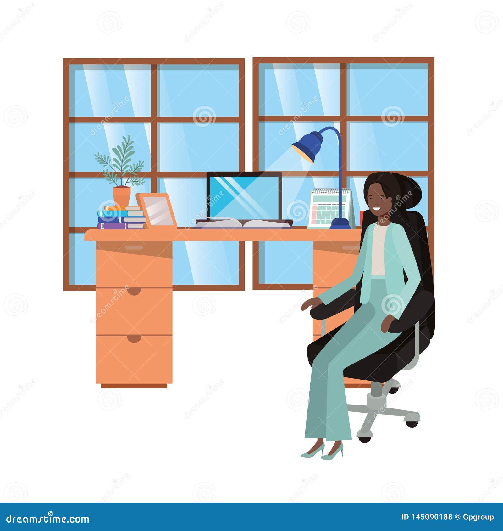 Woman Working in the Office Avatar Character Stock Vector ...