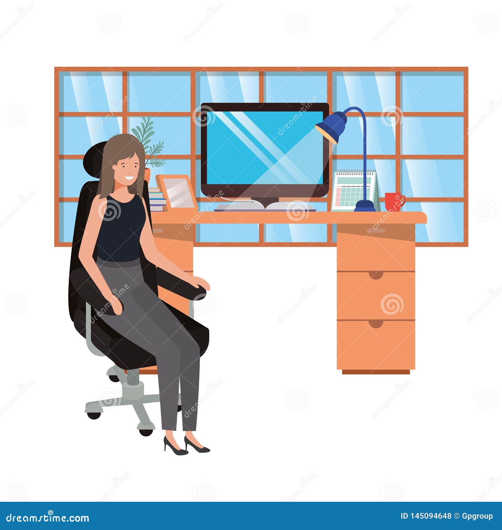 Woman Working in the Office Avatar Character Stock Vector ...