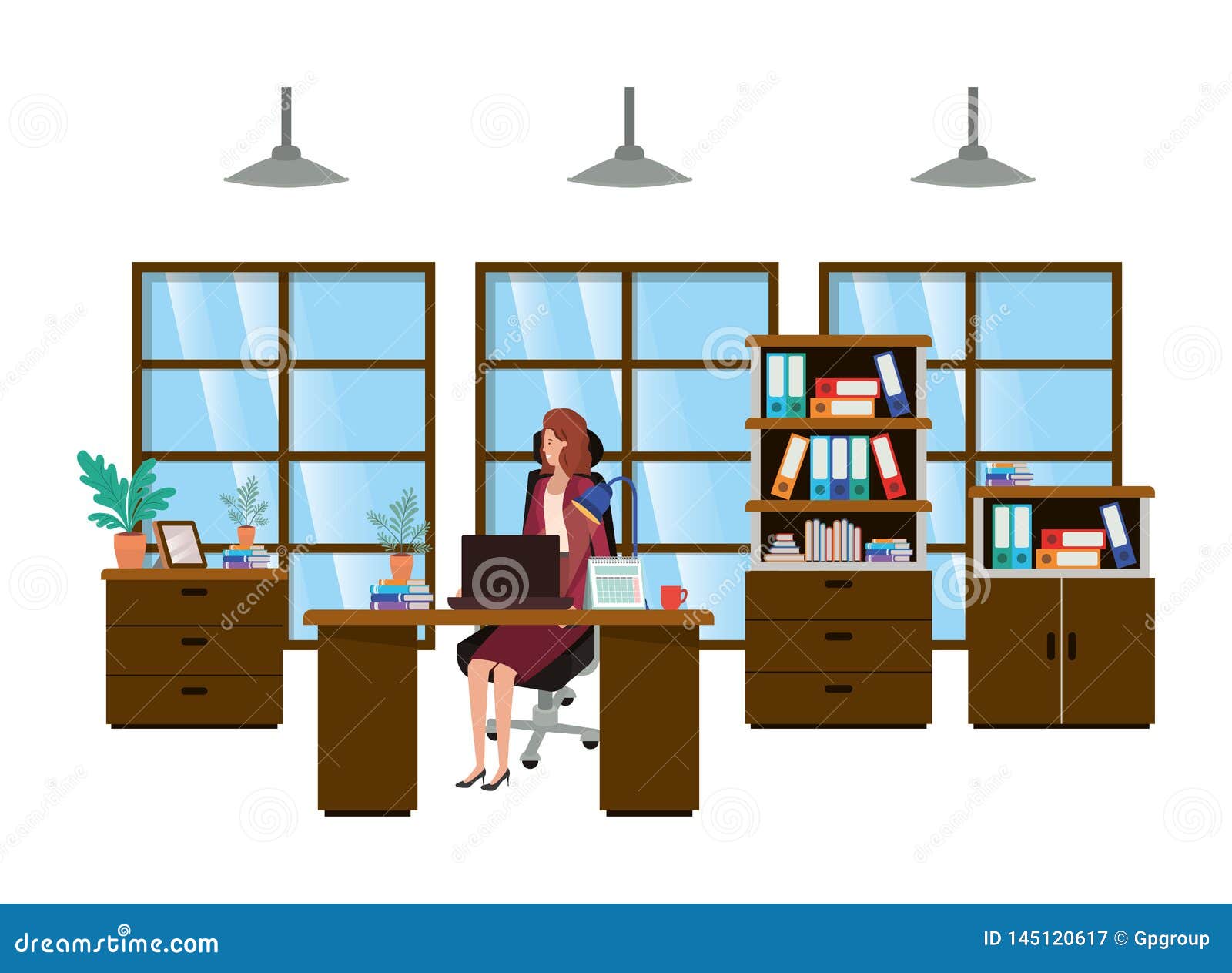 Woman Working in the Office Avatar Character Stock Vector ...