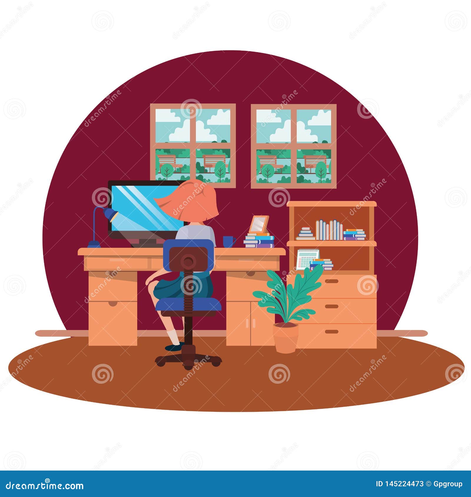 Woman Working in the Office Avatar Character Stock Vector ...