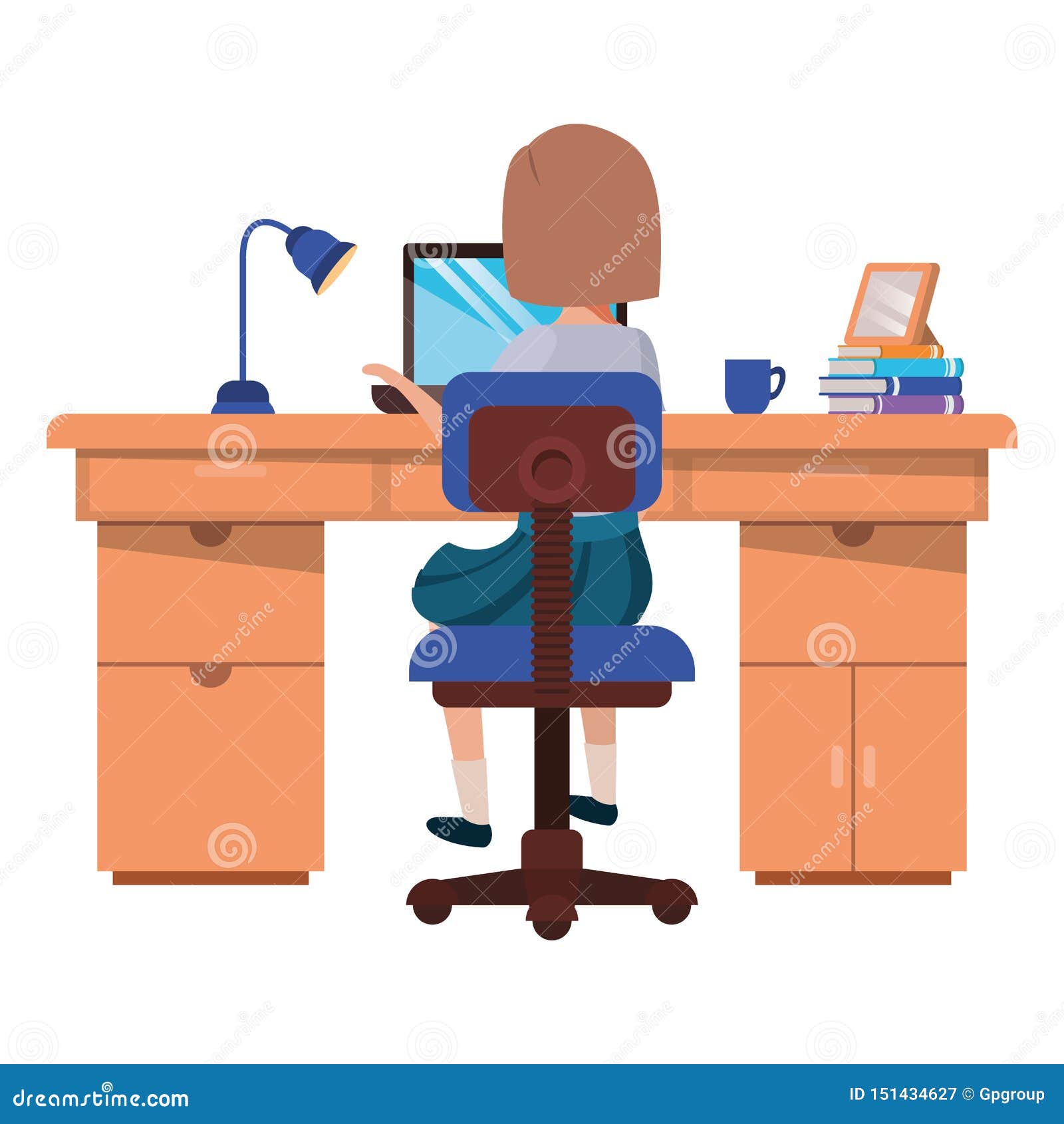 Woman Working in the Office Avatar Character Stock Vector ...