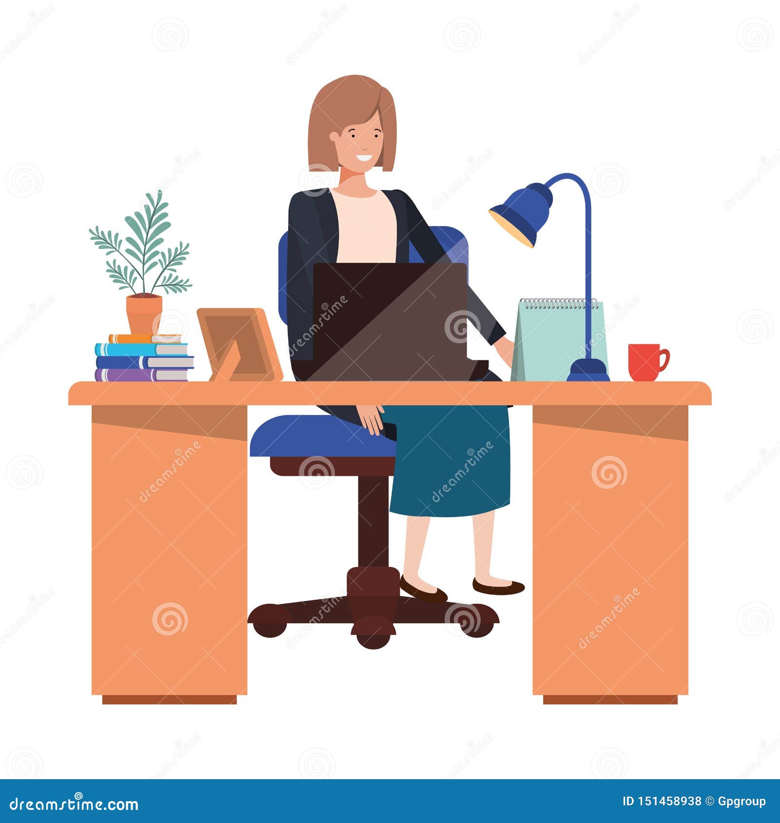 Woman Working in the Office Avatar Character Stock Vector ...