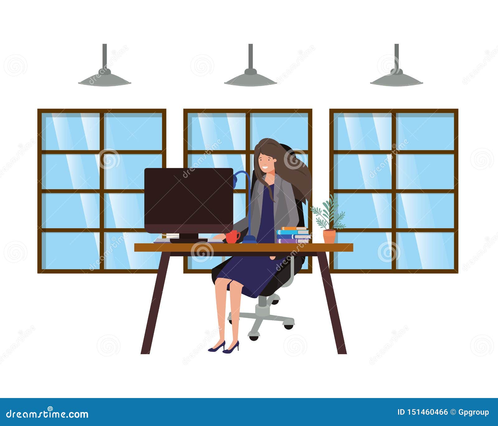 Woman Working in the Office Avatar Character Stock Vector ...
