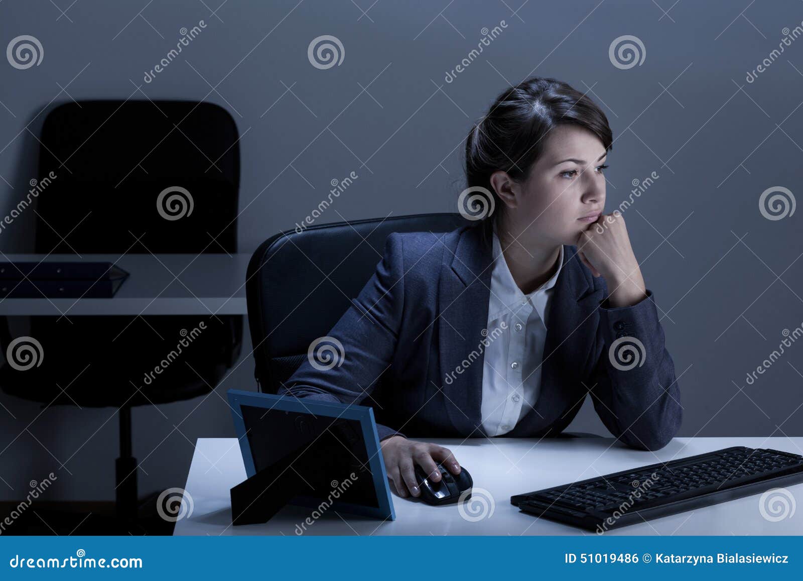 Woman Working in Office at Night Stock Photo - Image of overtime ...