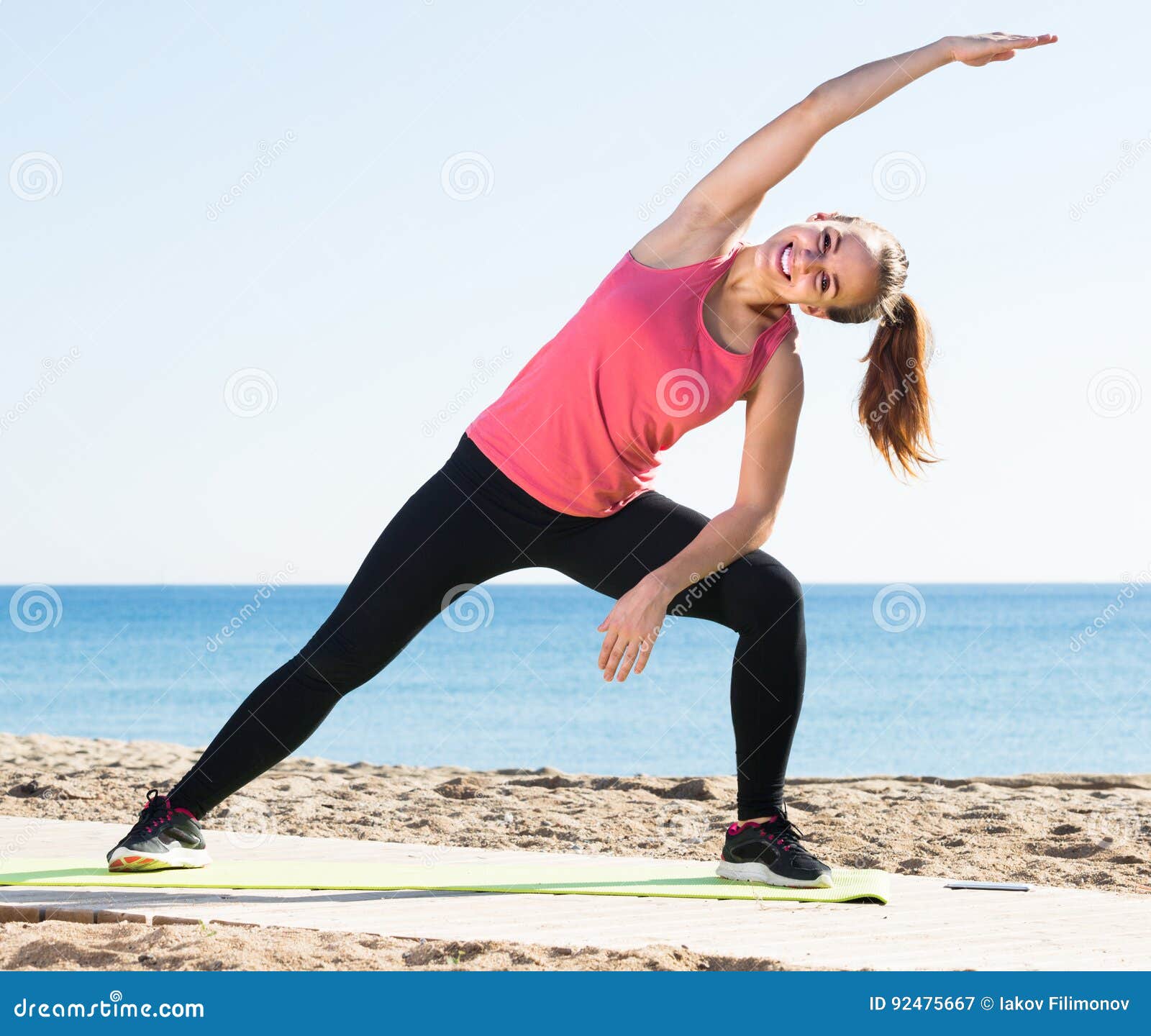 Woman working out in beach stock image. Image of outdoor - 92475667