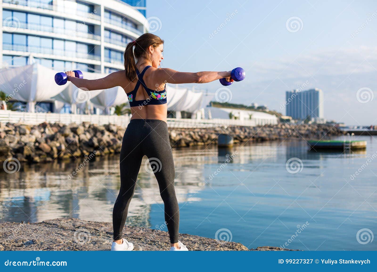 Woman Working Out on a Beach Stock Image - Image of attractive ...