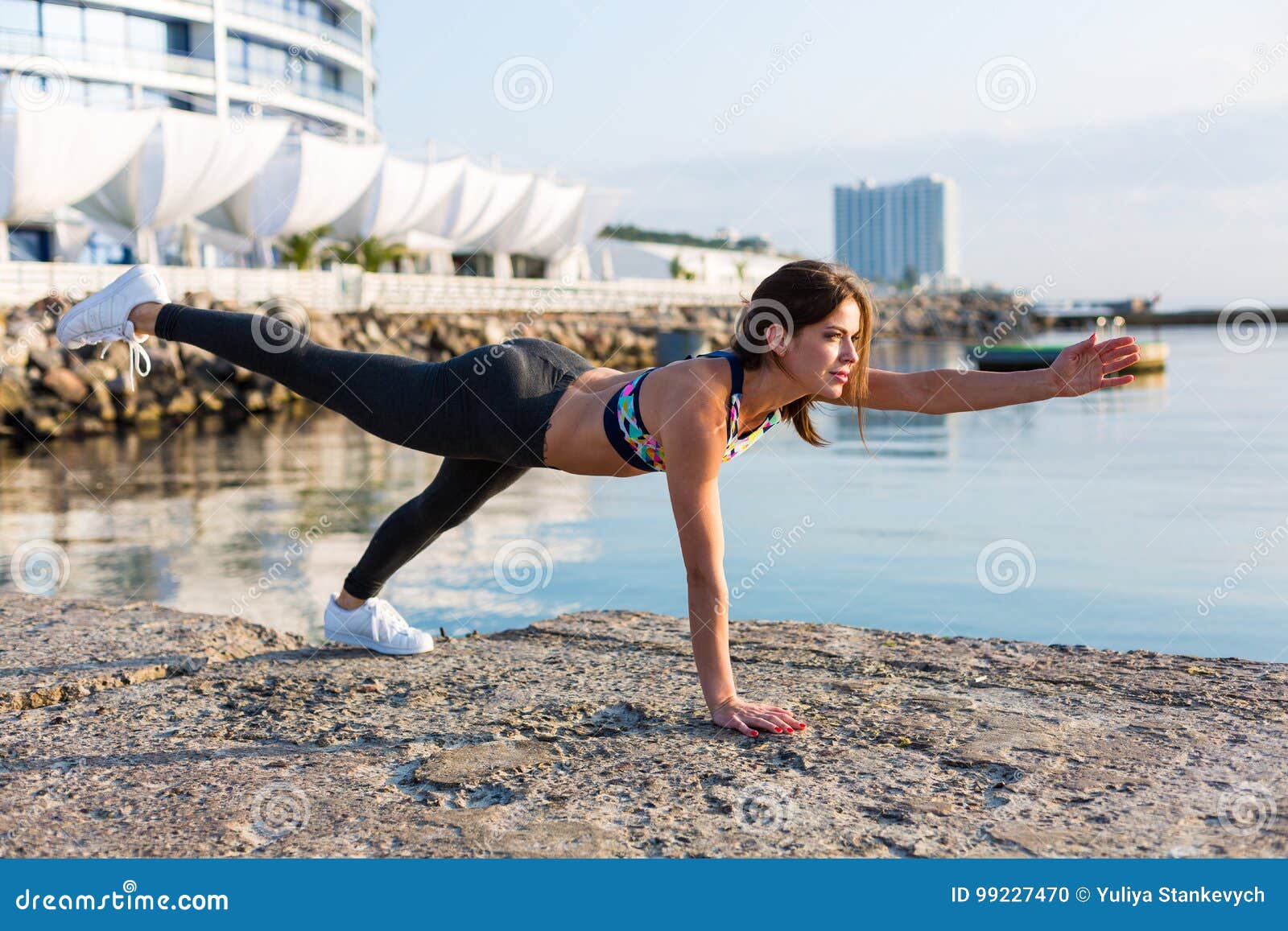 Woman Working Out on the Beach Stock Photo - Image of caucasian ...