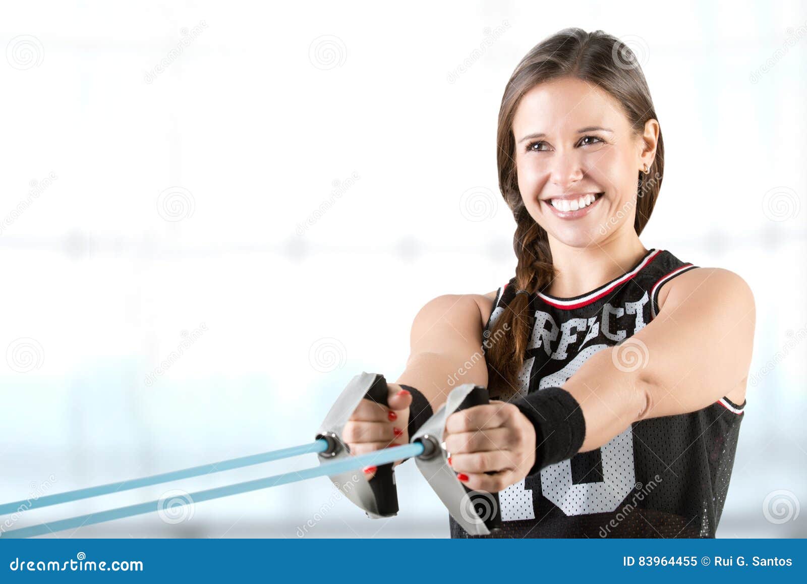 Woman Working Out with Elastic Bands Stock Image - Image of resistance ...