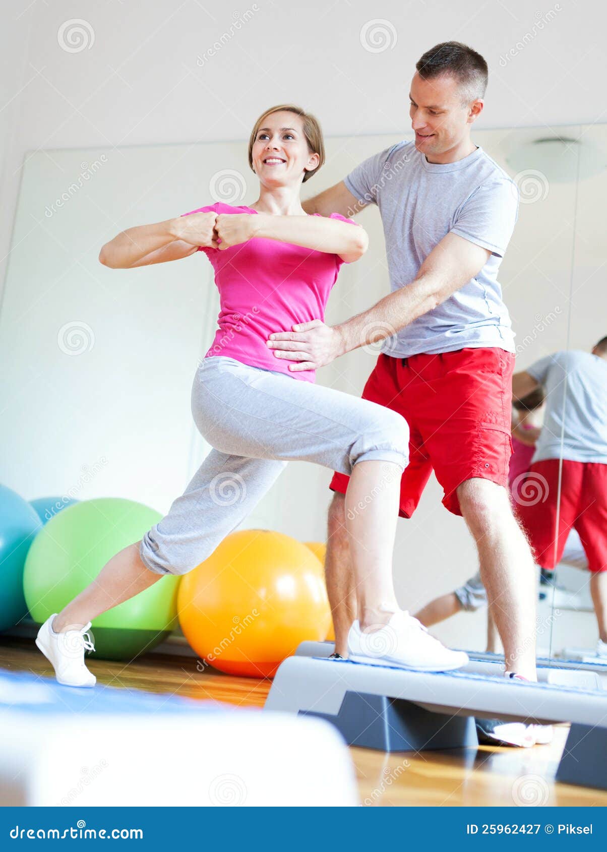 Woman Working Out with Personal Trainer Stock Image - Image of female ...