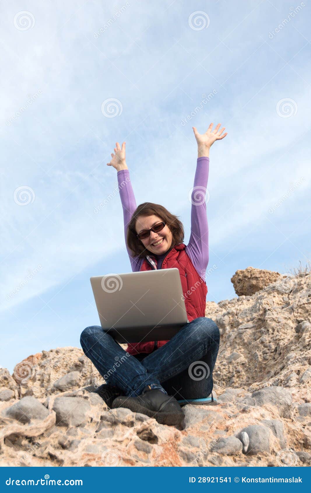 Woman working outdoor stock image. Image of internet - 28921541