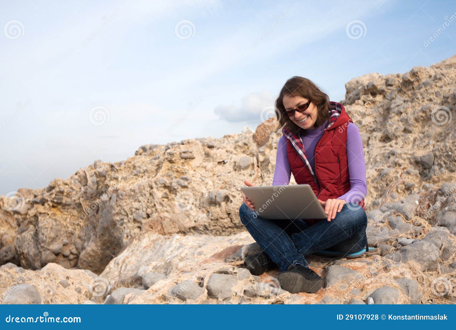 Woman working outdoor stock photo. Image of rocks, satisfaction - 29107928