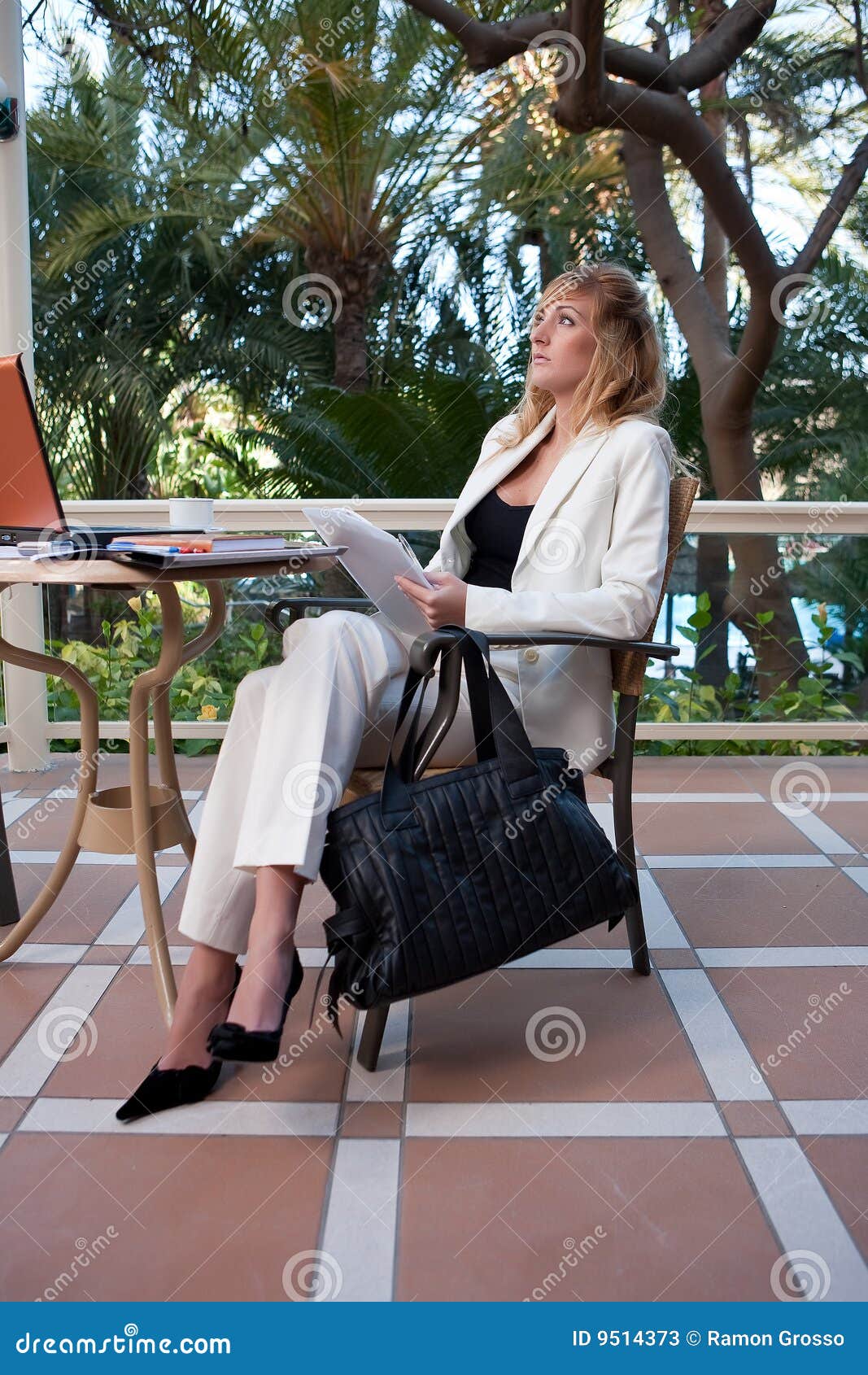 Woman working outside stock image. Image of citylife, night - 9514373