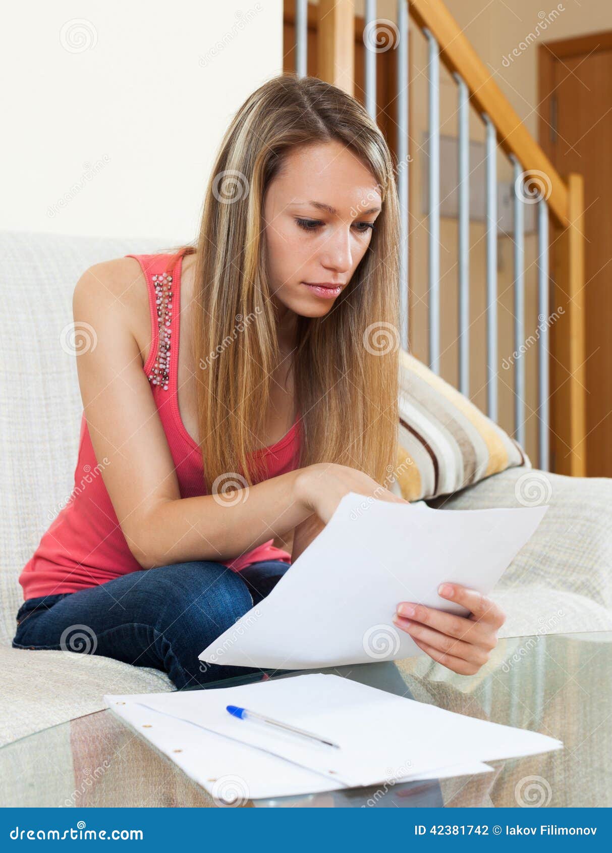 Woman working with papers stock photo. Image of female - 42381742