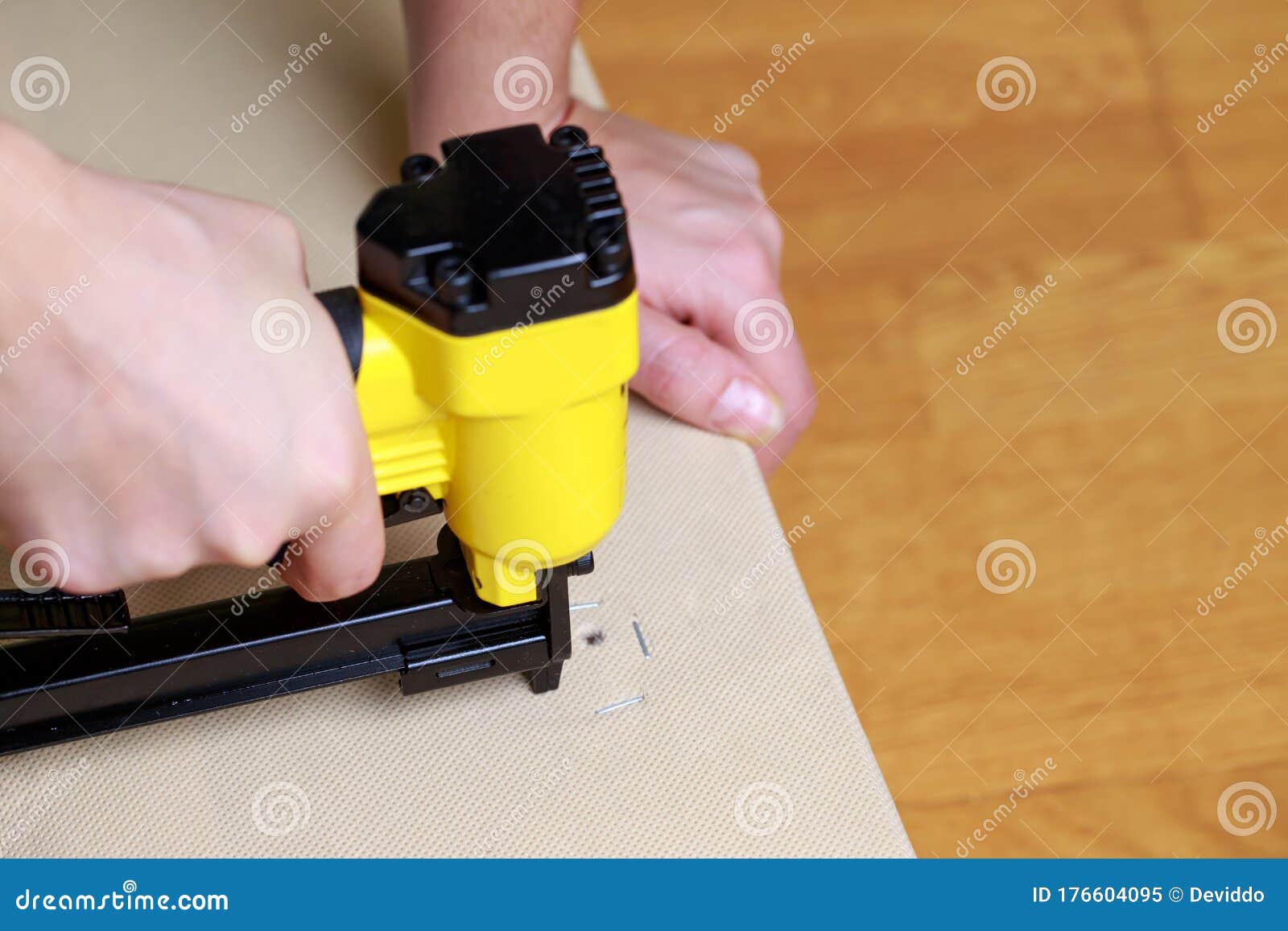 Woman Working with Pneumatic Stapler Stock Image - Image of color ...